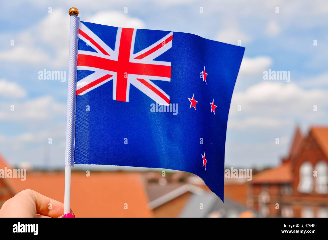 The national flag of Australia close up union jack and stars Stock ...