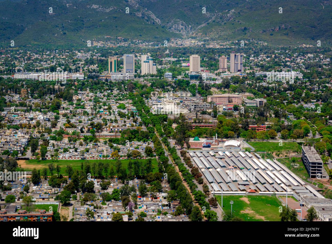 aerial vew of islamabad , bird eye view of capital city , cityscape ...