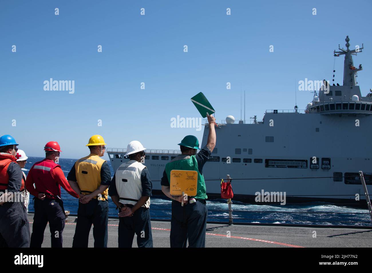 Mediterranean Sea. 7th July, 2022. Sailors prepare to conduct a ...
