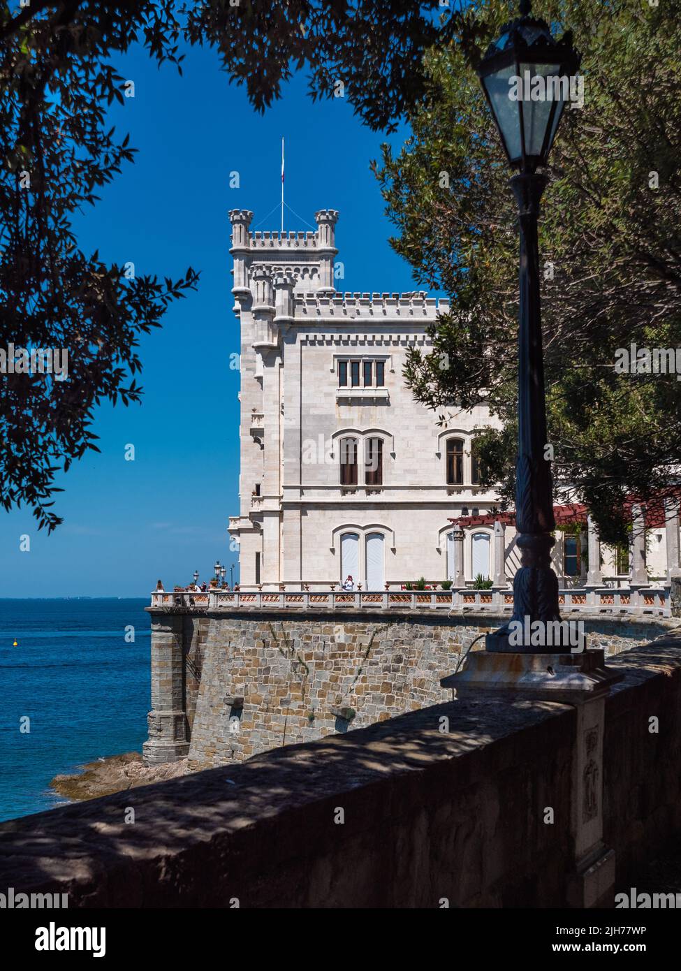 Castello di Miramare Castle Exterior Facade in Grignano Italy Stock ...