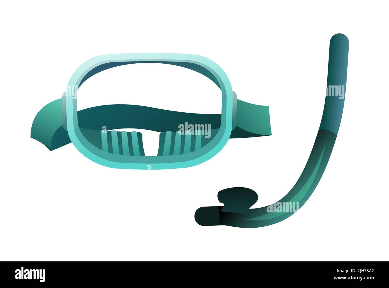 Glass mask and snorkel for scuba diving. Object isolated on white ...