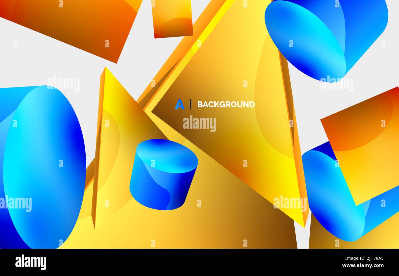 3d vector minimalist geometric abstract background. Triangle, cylinder ...