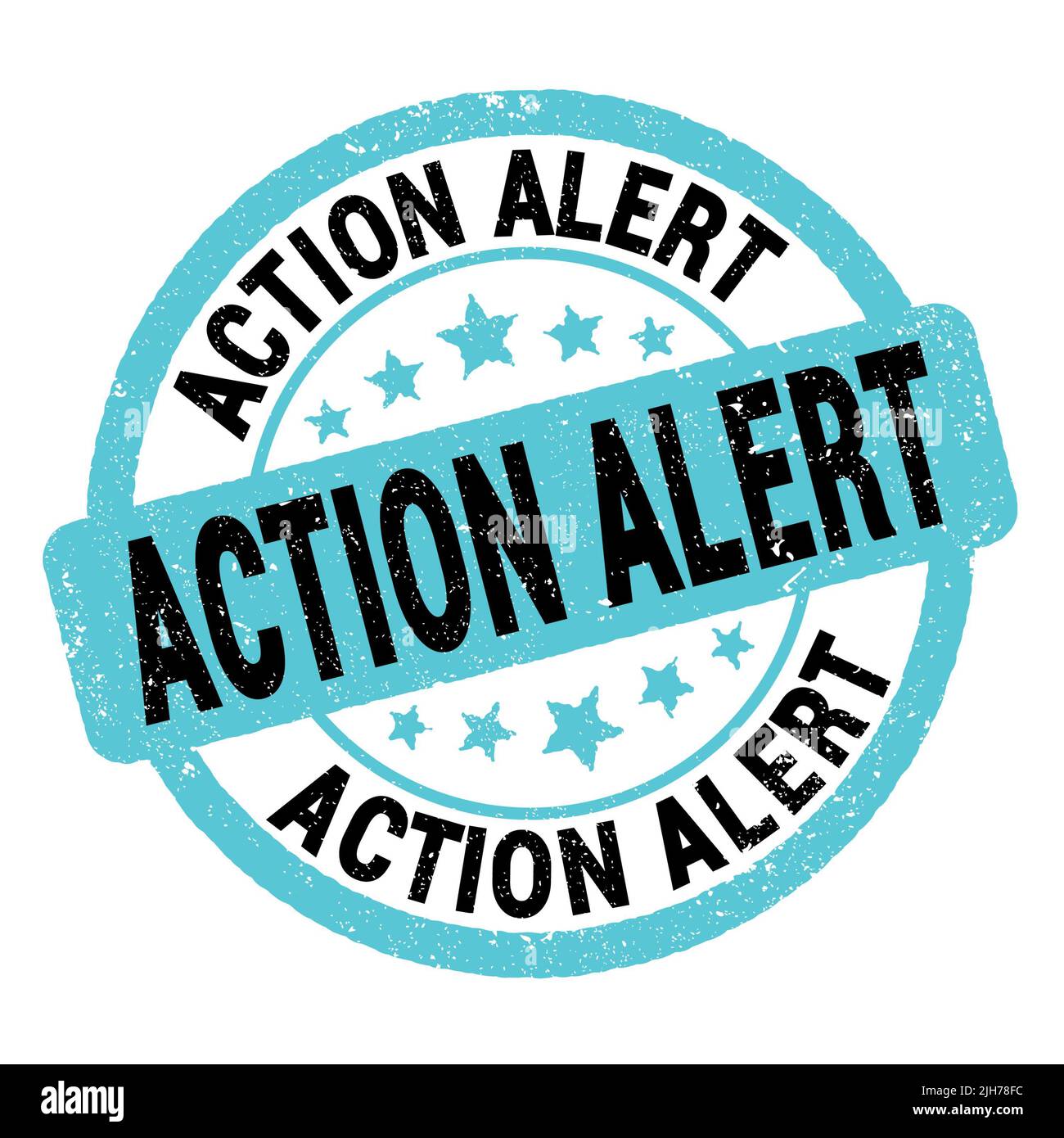 ACTION ALERT text written on blue-black grungy stamp sign Stock Photo ...