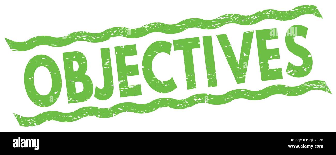 OBJECTIVES text written on green lines stamp sign Stock Photo - Alamy