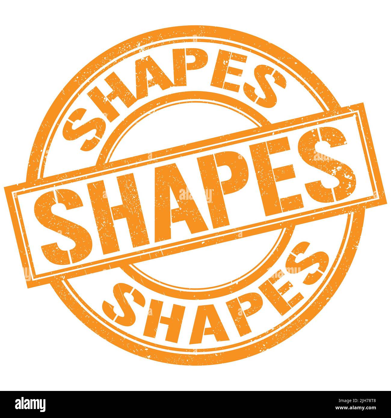 SHAPES text written on orange round stamp sign Stock Photo - Alamy