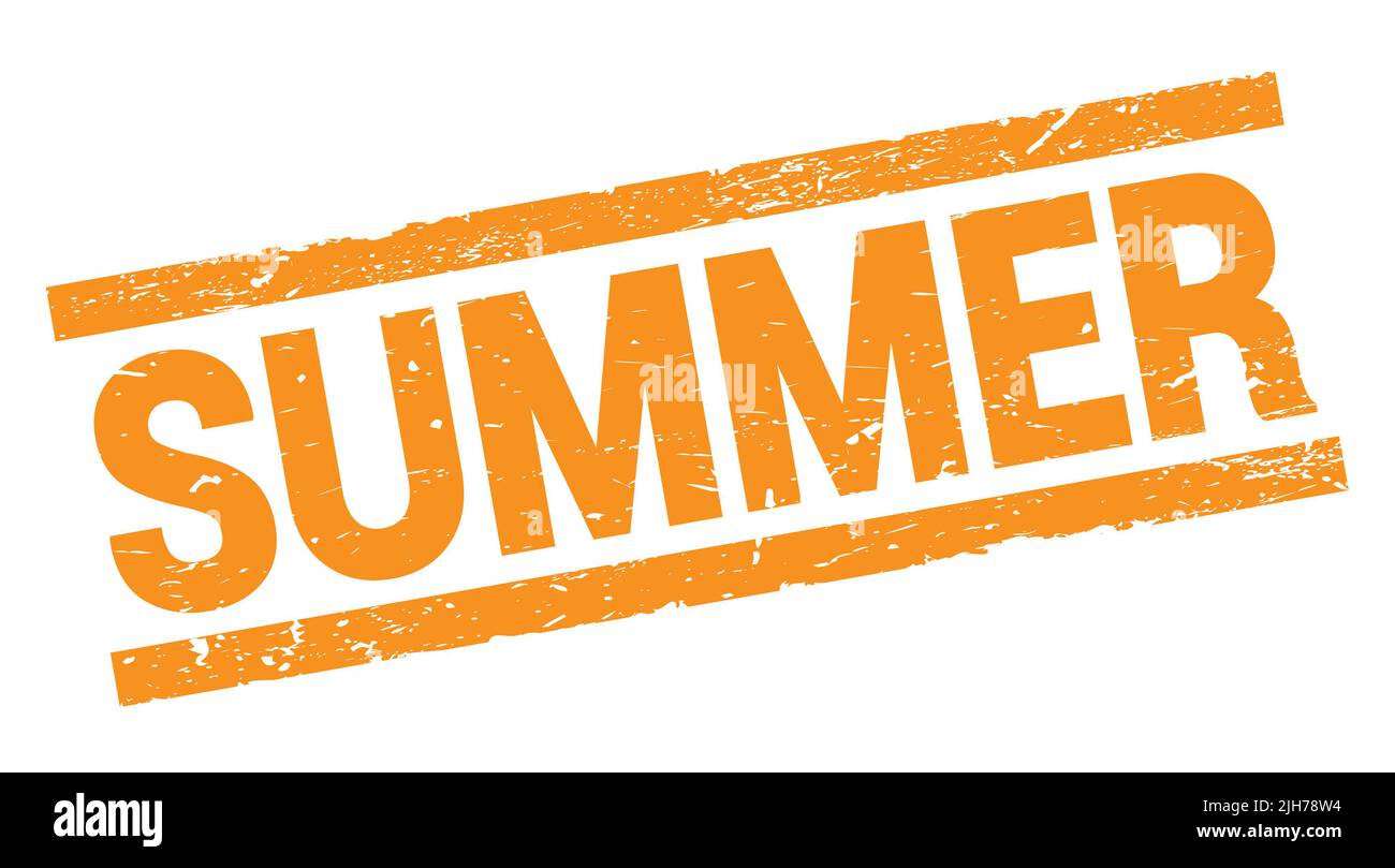 SUMMER text written on orange rectangle stamp sign Stock Photo - Alamy