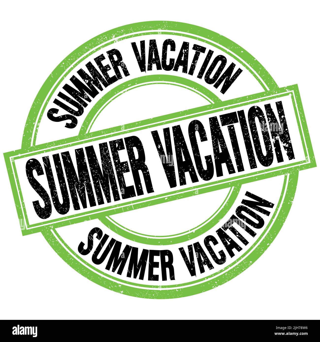 SUMMER VACATION text written on green-black round stamp sign Stock ...
