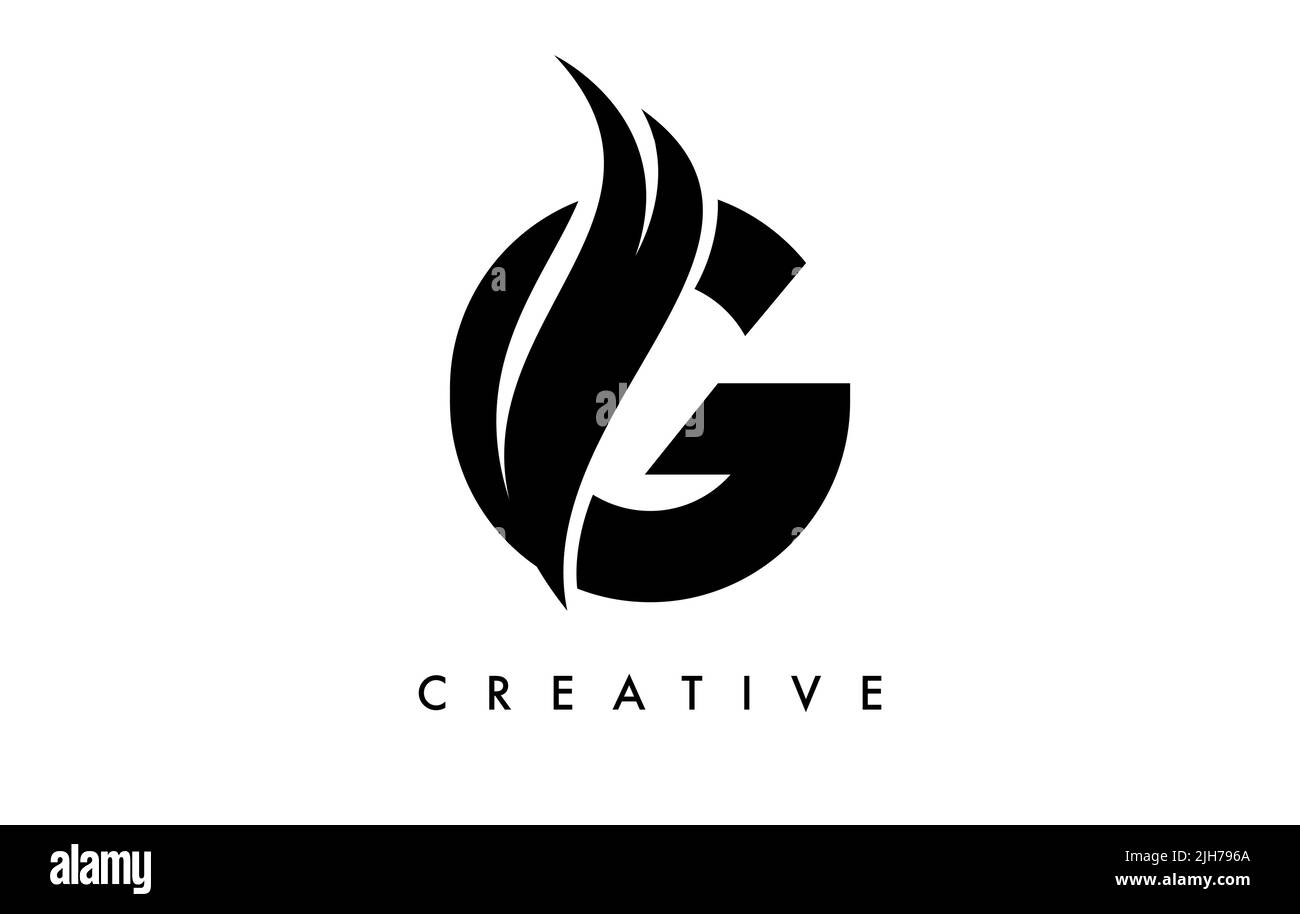 Letter G Logo Icon Design with Swoosh and Creative Cut Curved Shape ...