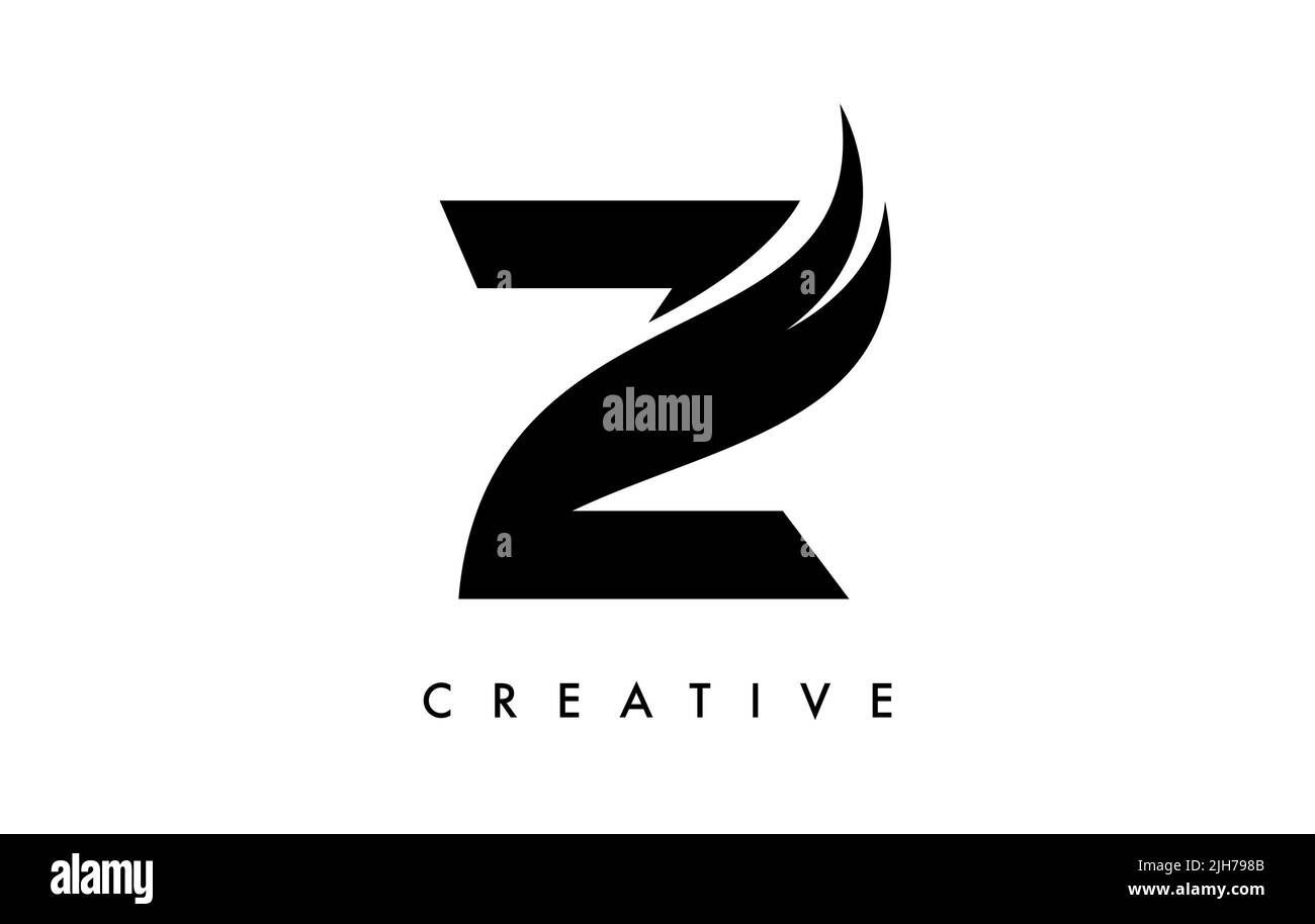Letter Z Logo Icon Design with Swoosh and Creative Cut Curved Shape ...