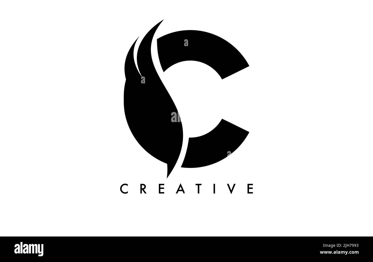 Letter B Logo Icon Design with Swoosh and Creative Cut Curved Shape ...