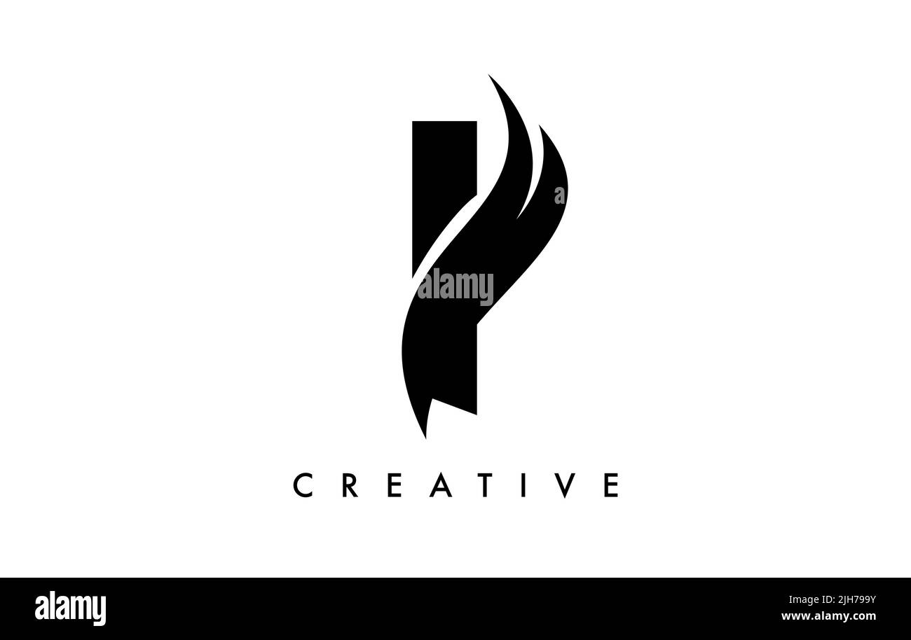 Letter I Logo Icon Design with Swoosh and Creative Cut Curved Shape ...