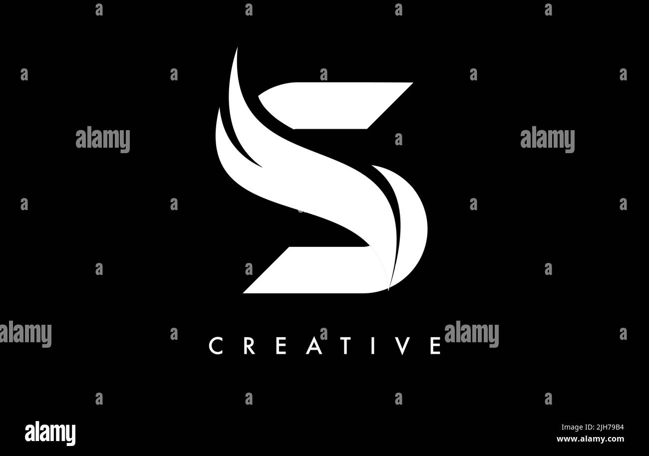 Letter S Logo Icon Design with Swoosh and Creative Cut Curved Shape ...