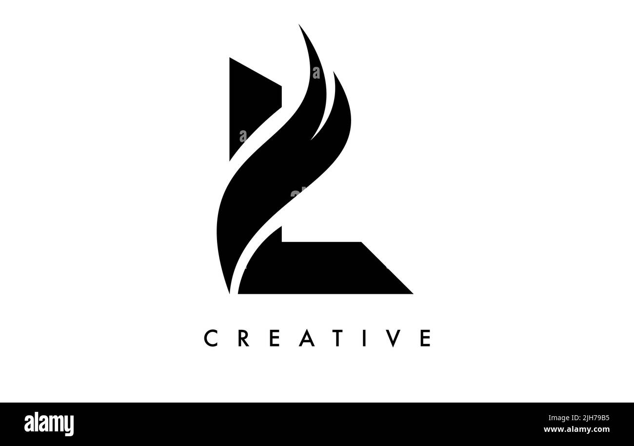 Letter L Logo Icon Design with Swoosh and Creative Cut Curved Shape ...