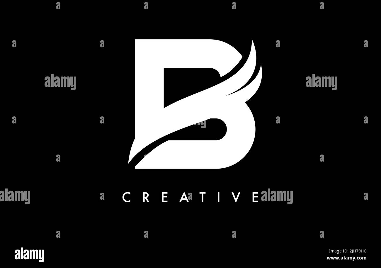 Letter B Logo Icon Design with Swoosh and Creative Cut Curved Shape ...