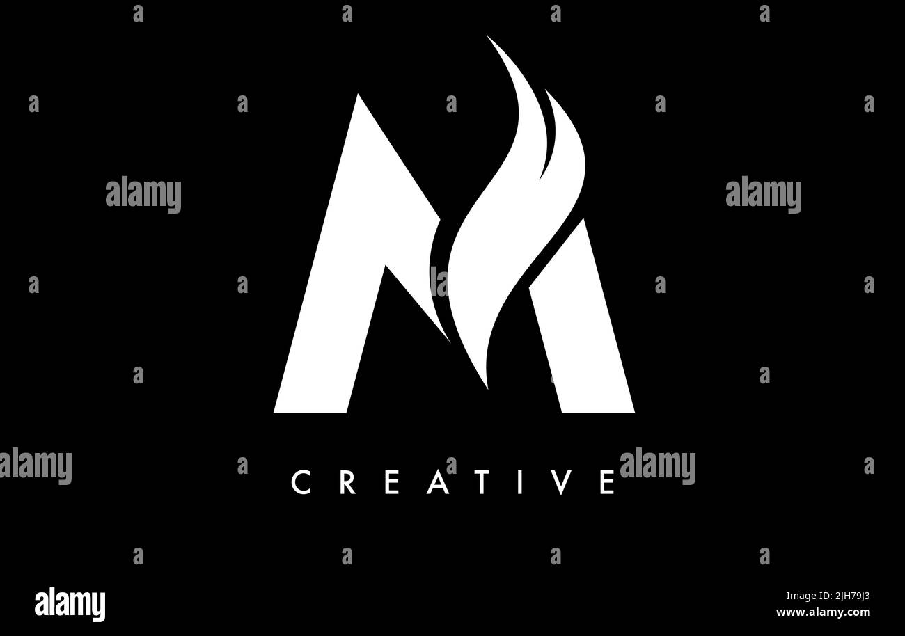 Letter M Logo Icon Design with Swoosh and Creative Cut Curved Shape ...