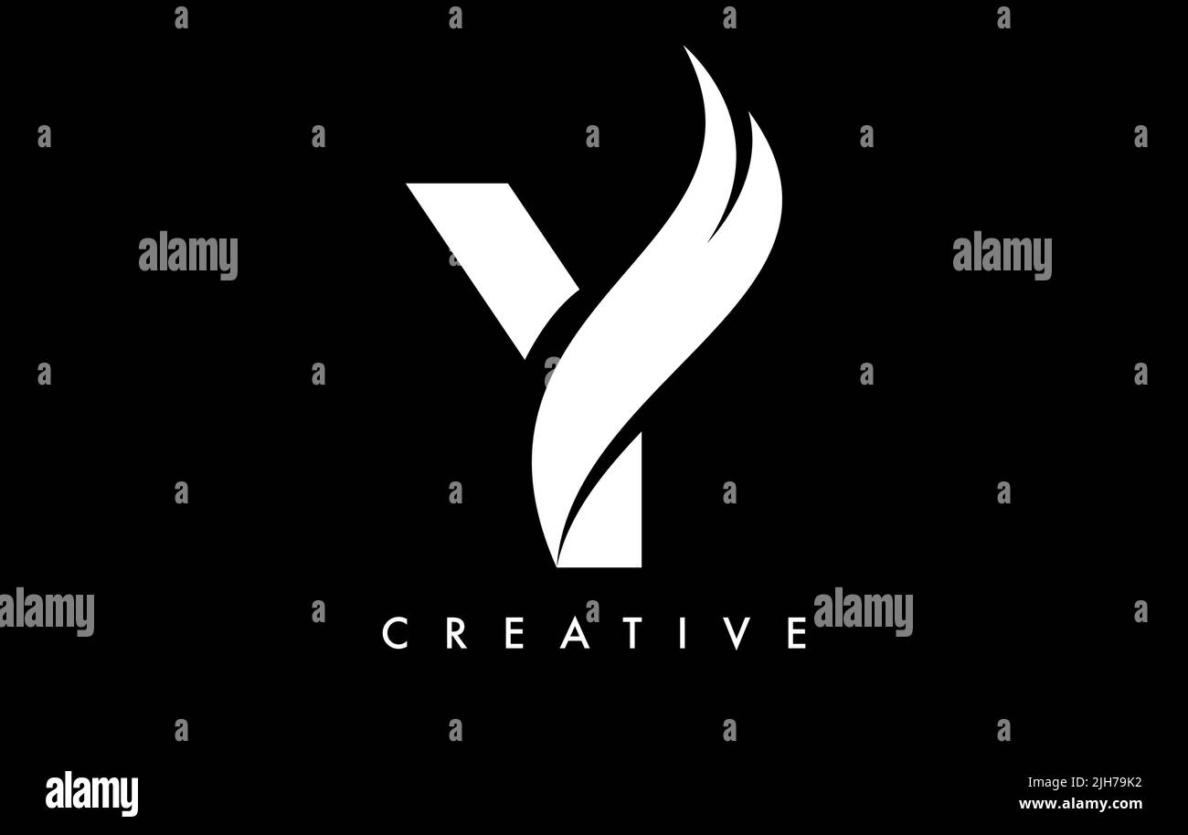 Letter Y Logo Icon Design with Swoosh and Creative Cut Curved Shape ...