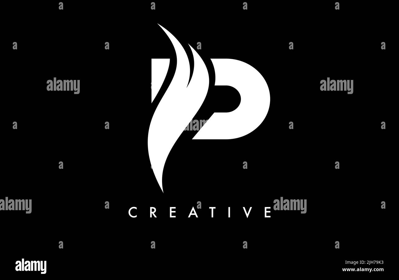 Letter P Logo Icon Design with Swoosh and Creative Cut Curved Shape ...