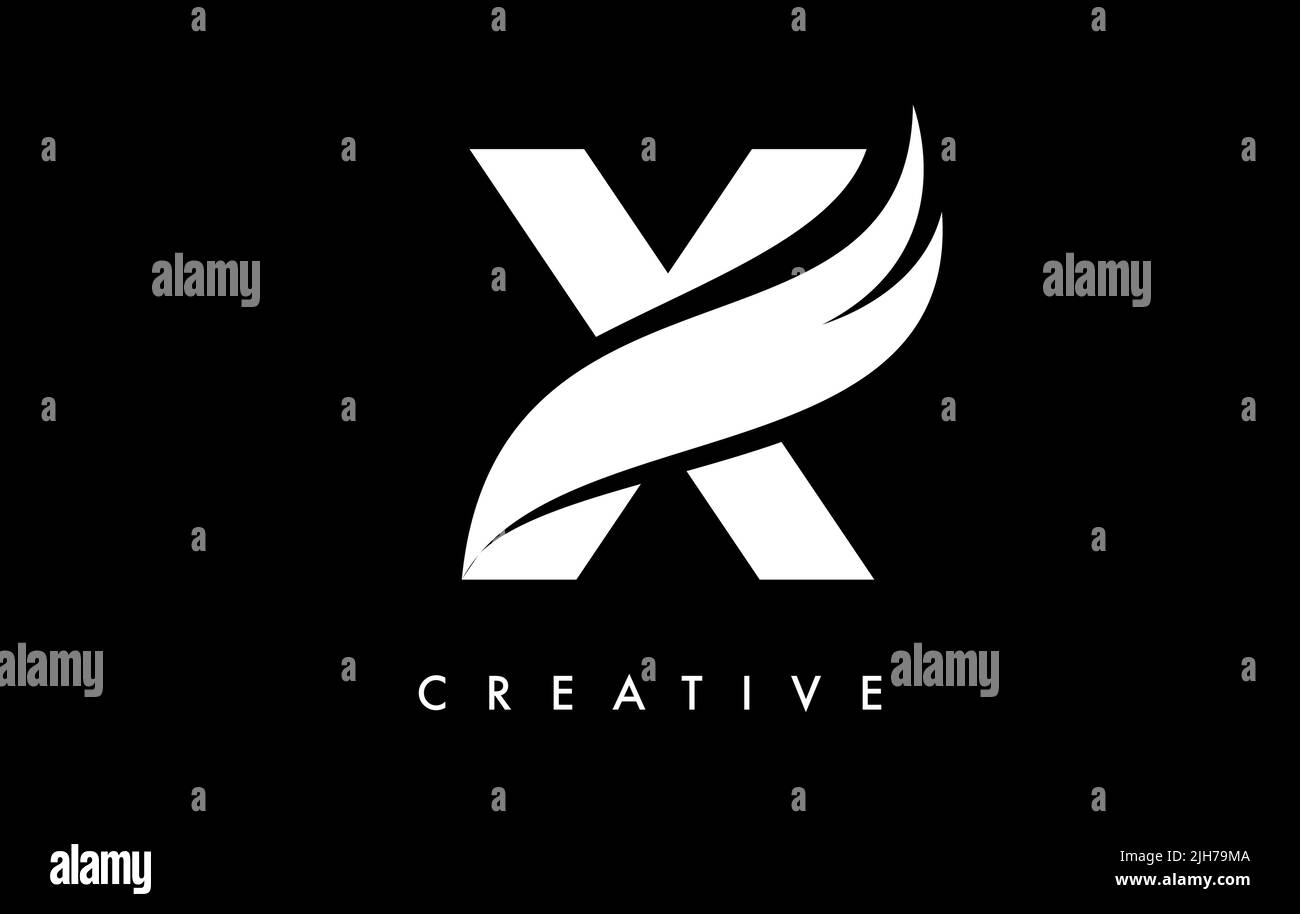 Letter X Logo Icon Design with Swoosh and Creative Cut Curved Shape ...