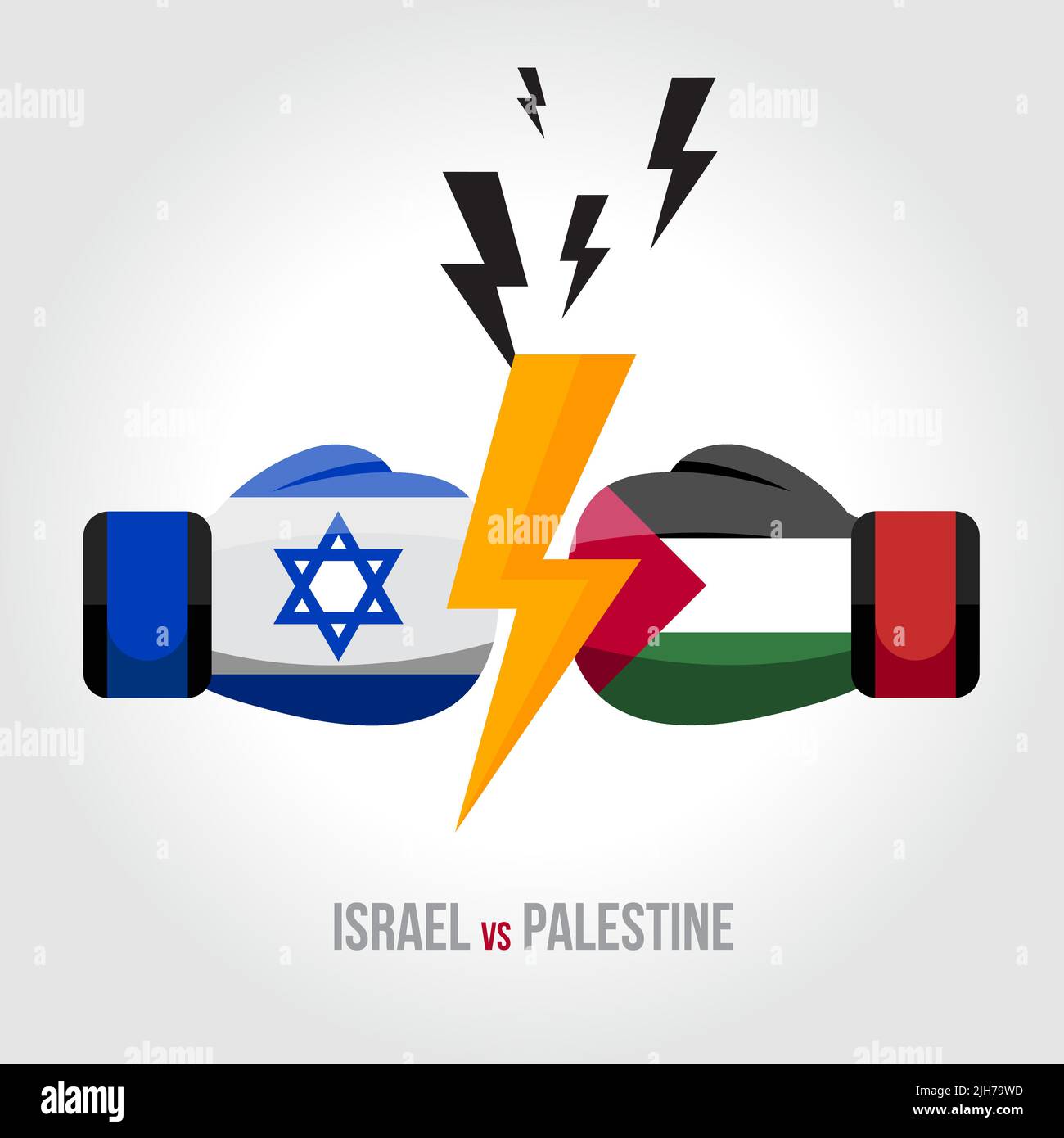 Israel vs Palestine. Concept of sports match, trade war, fight or war ...