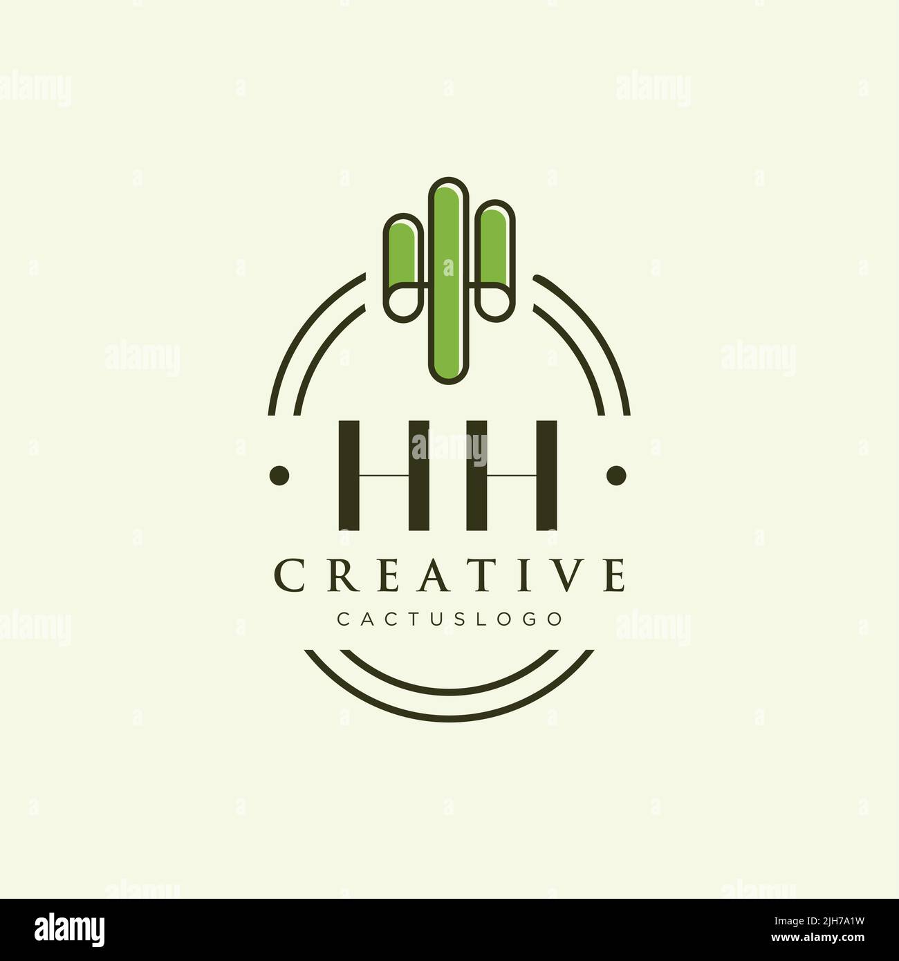 HH Initial letter green cactus logo template vector Stock Vector Image ...