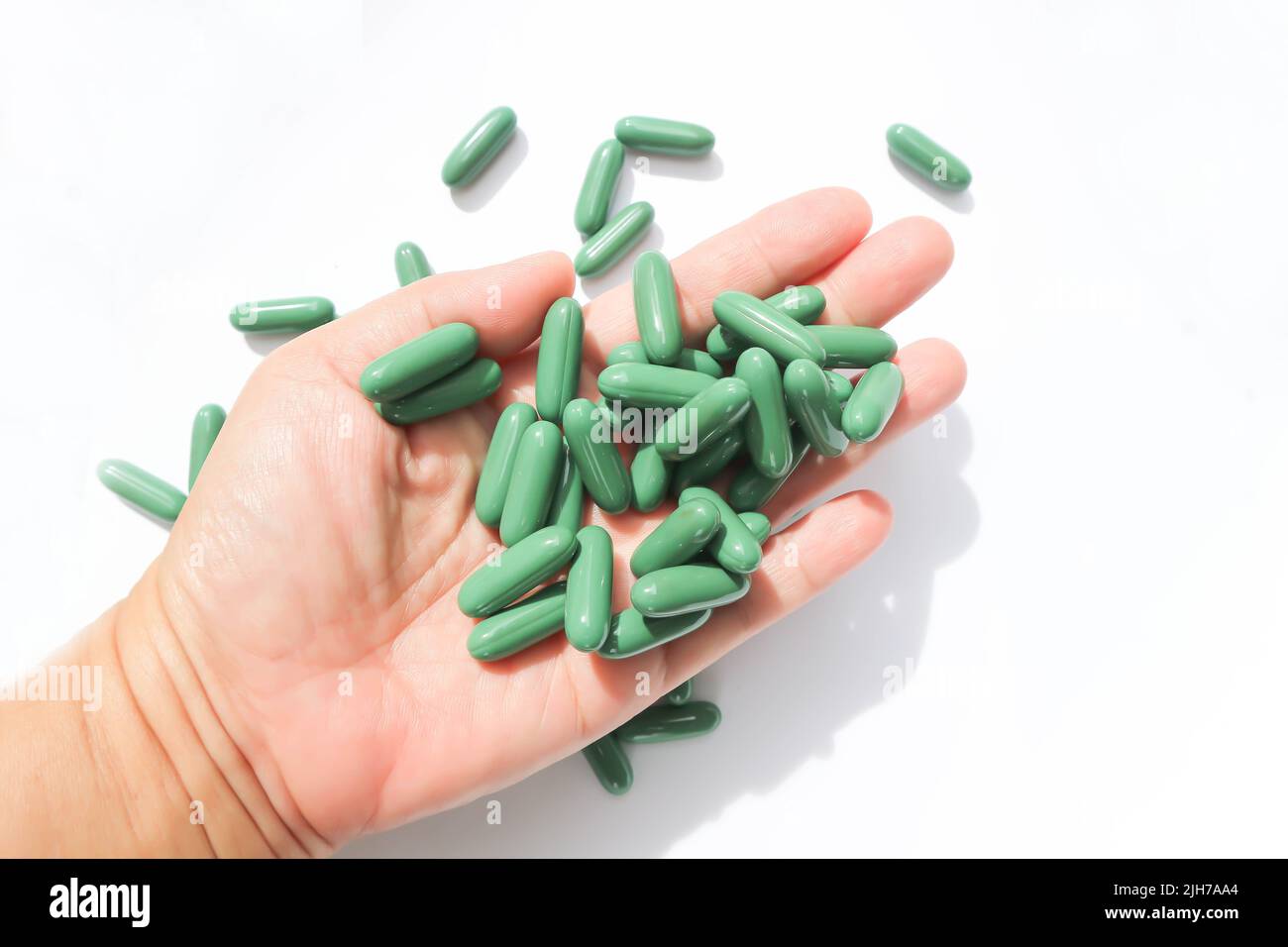 pharmaceutical or medicine or pills, tablets and capsules in top view ...