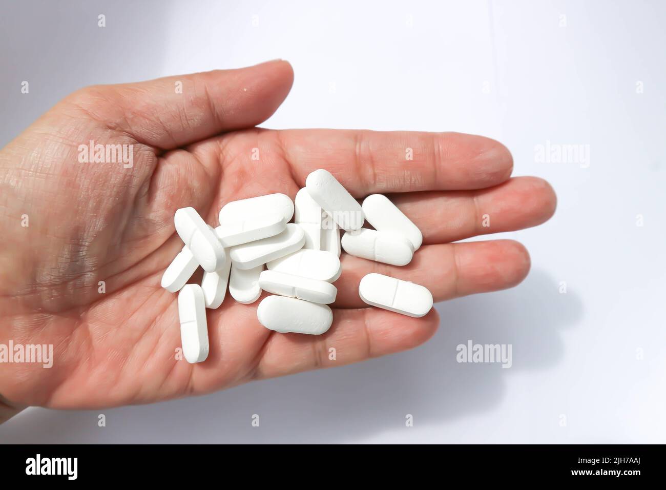 pharmaceutical or medicine or pills, tablets and capsules in top view ...