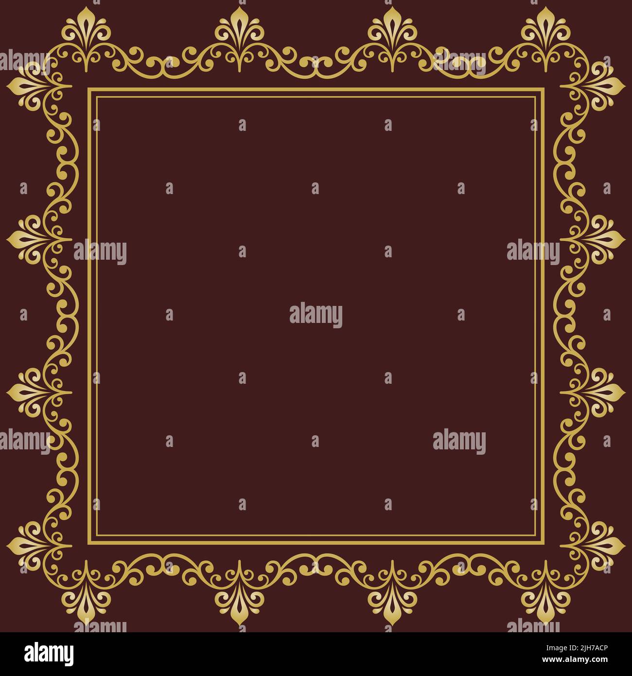 Classic square frame with arabesques and orient golden elements ...