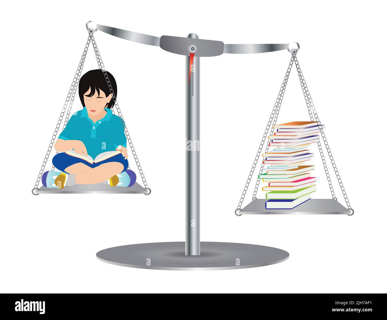 Vector Illustration of Kid Reading Heavy Books Stock Vector Image & Art ...