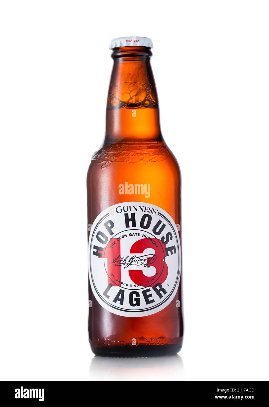 LONDON,UK - JUNE 21, 2022: Bottle of Hop House lager beer on white ...