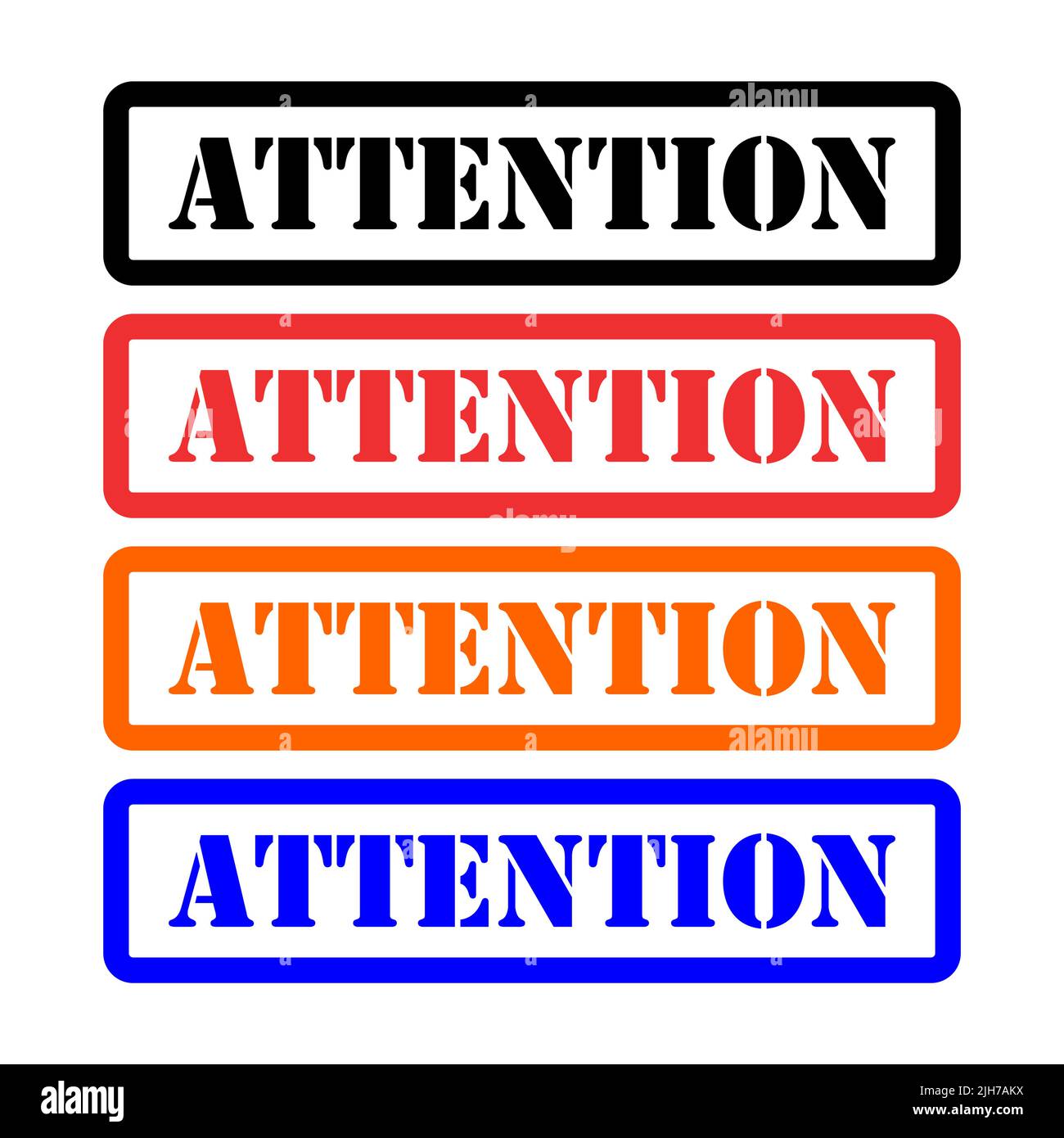 Set of Attention stamp symbol, label sticker sign button, text banner ...