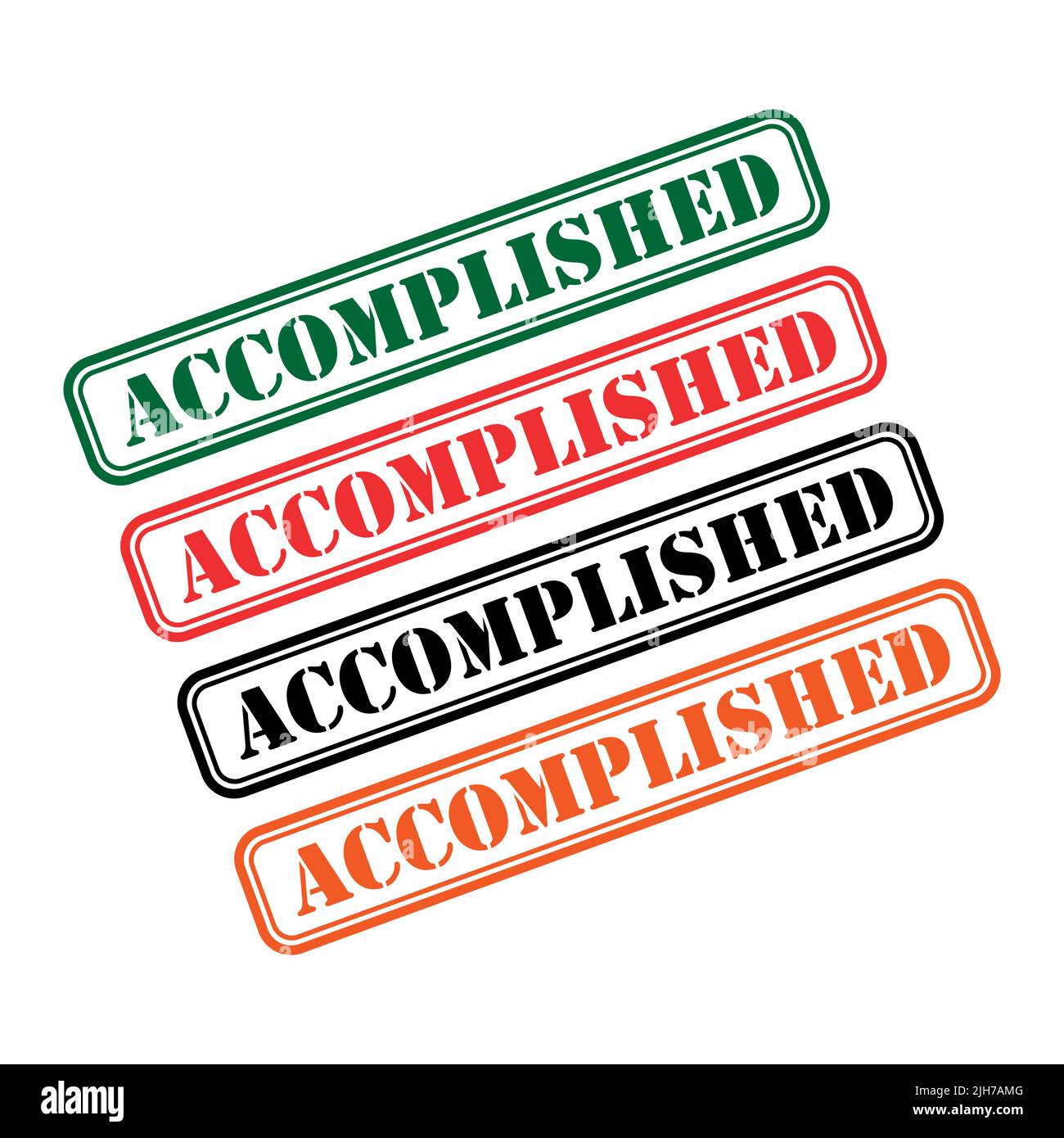 Set of Accomplished stamp symbol, label sticker sign button, text banner vector illustration ...
