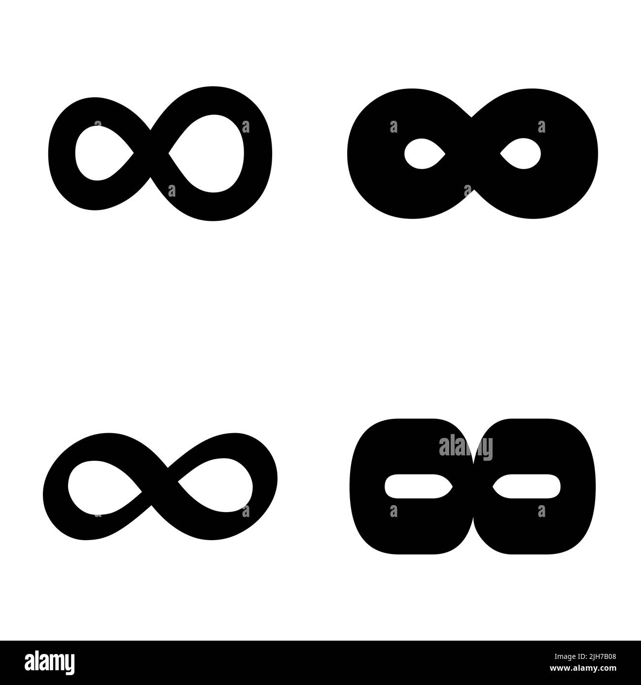 Set of Infinity geometric icon, mathematical tattoo symbol, endless ...