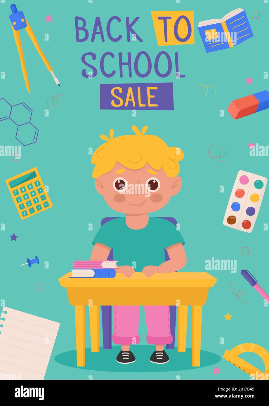 Back to school banner design with colorful funny school character ...