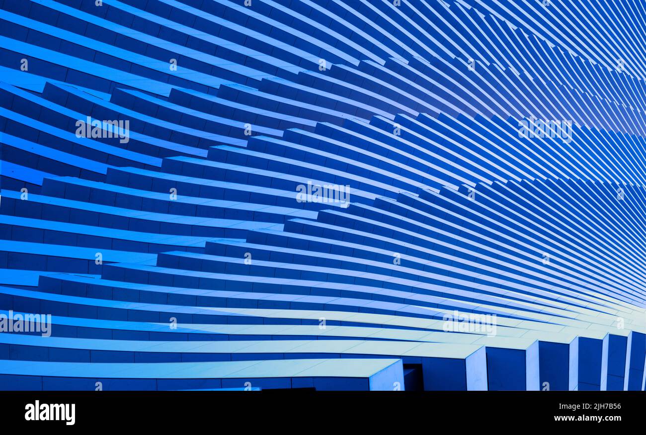 beautiful abstract blue background wave technology with blue light ...