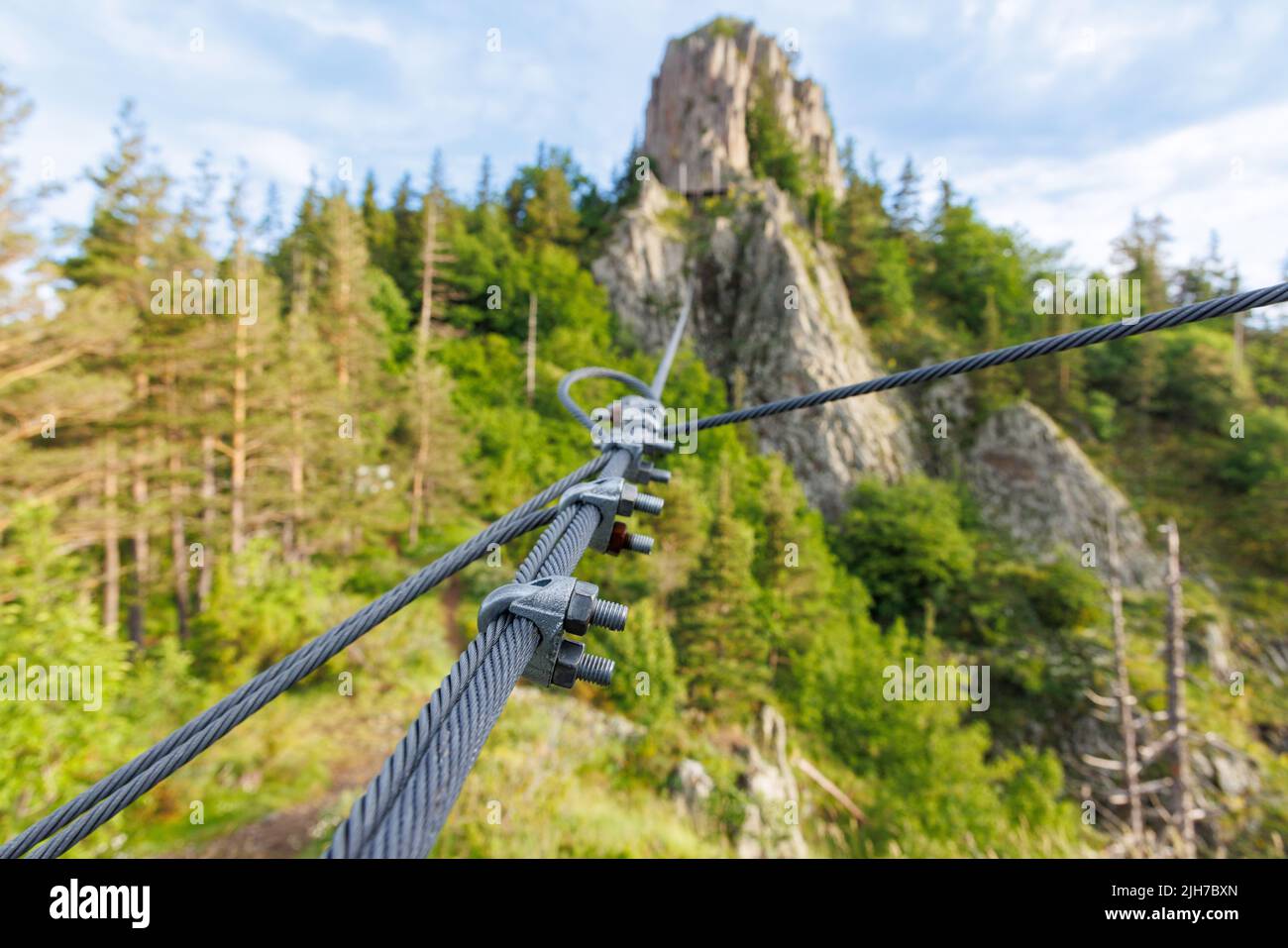 Reliable strong metal cable with connecting fastening with bolts and ...