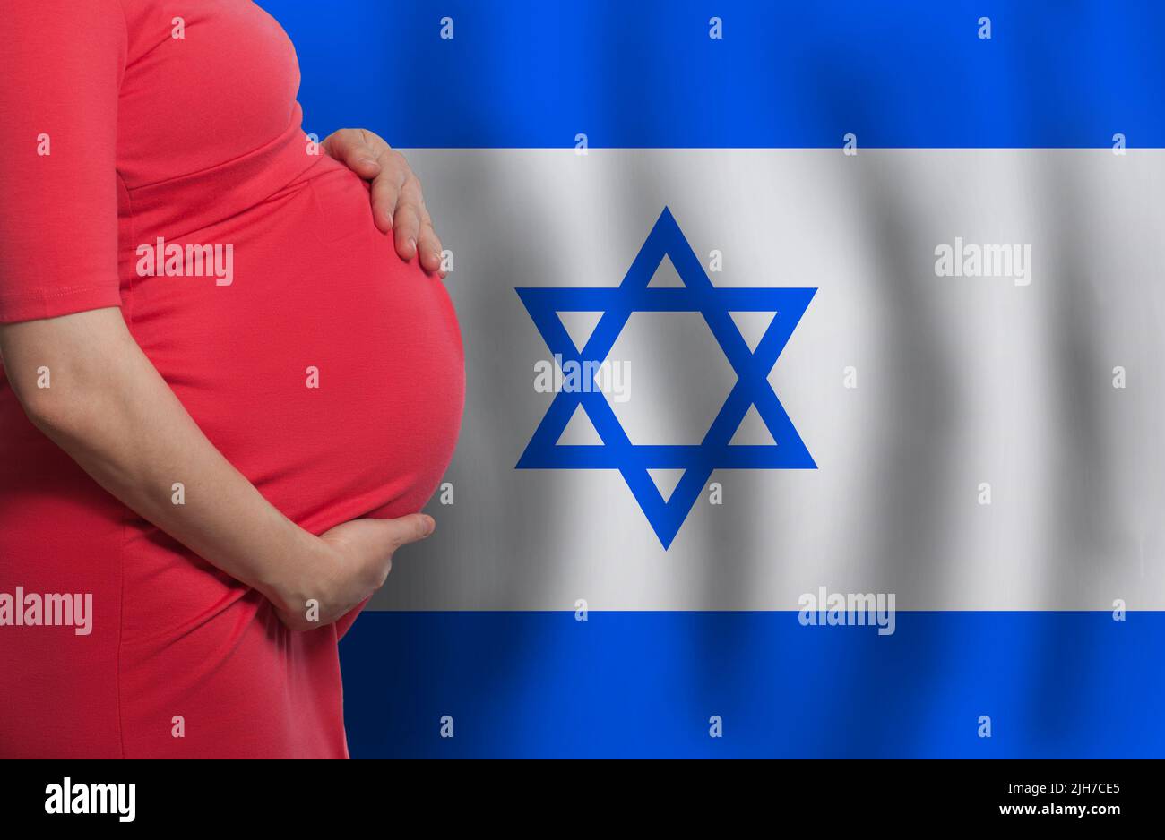 Close up pregnant woman belly on Israeli flag background Stock Photo ...