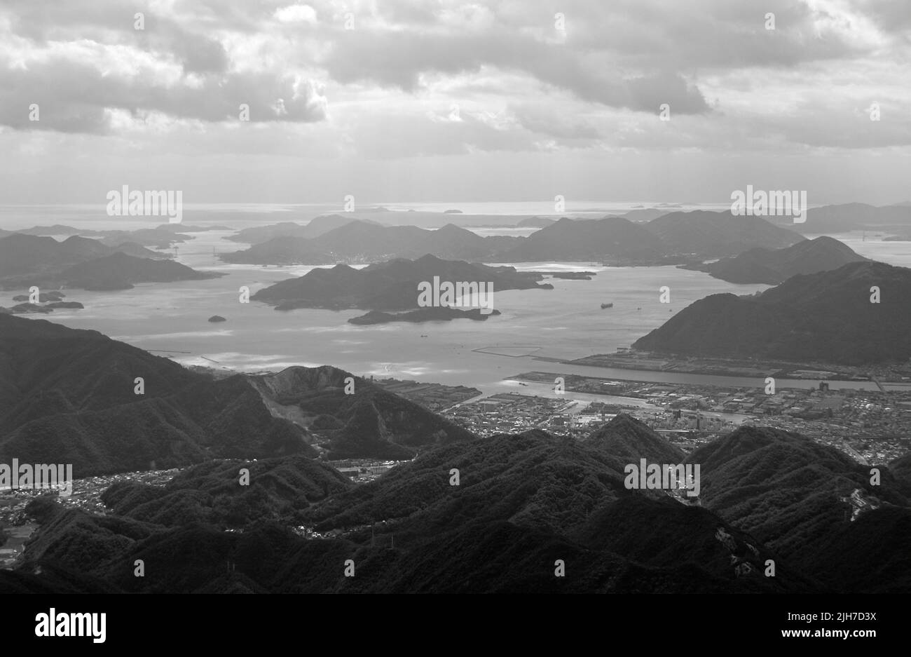 The scenic coastline of the Seto Inland Sea, east of Hiroshima JP Stock ...