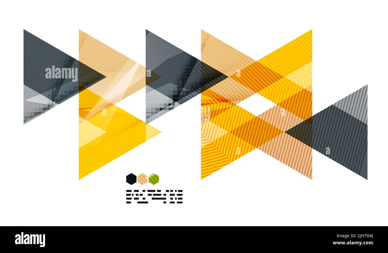 Bright yellow and dark textured geometric shapes isolated on white ...