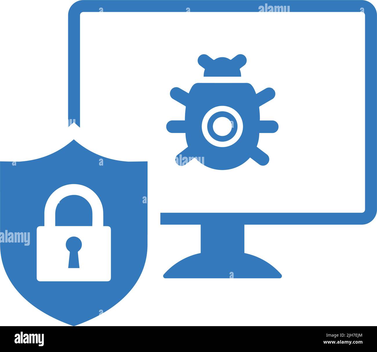 Computer, locked, virus icon - Use for commercial purposes, print media ...