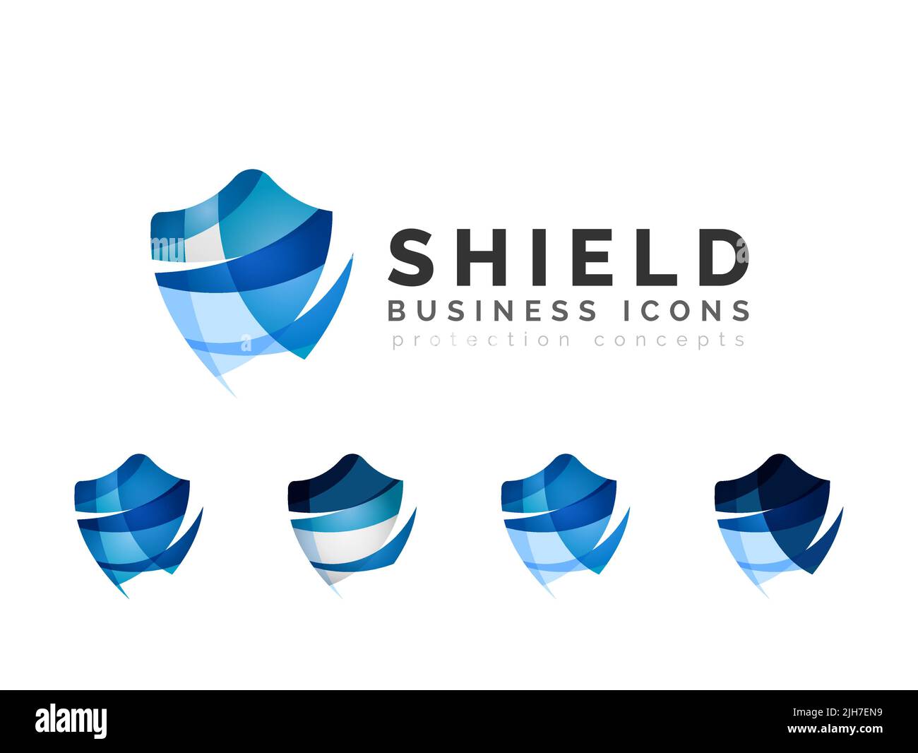 Set of protection shield logo concepts. Color flowing wave design icons ...