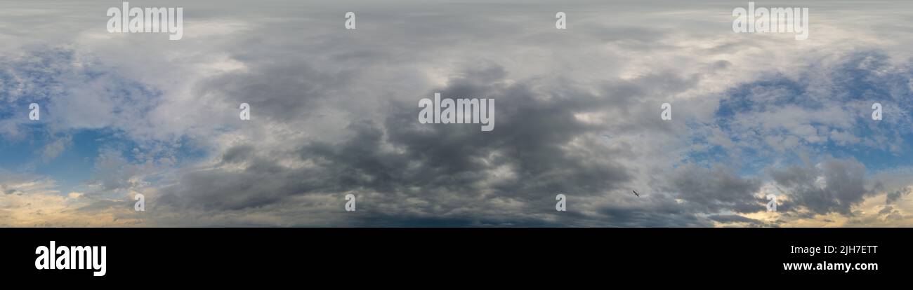 Sky panorama before rain with heavy Cumulonimbus clouds. Hdr seamless spherical equirectangular ...