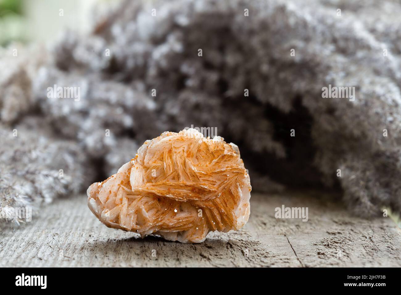 Orange Vanadinite on Barite. Baryte mineral with vanadinite crystals on ...