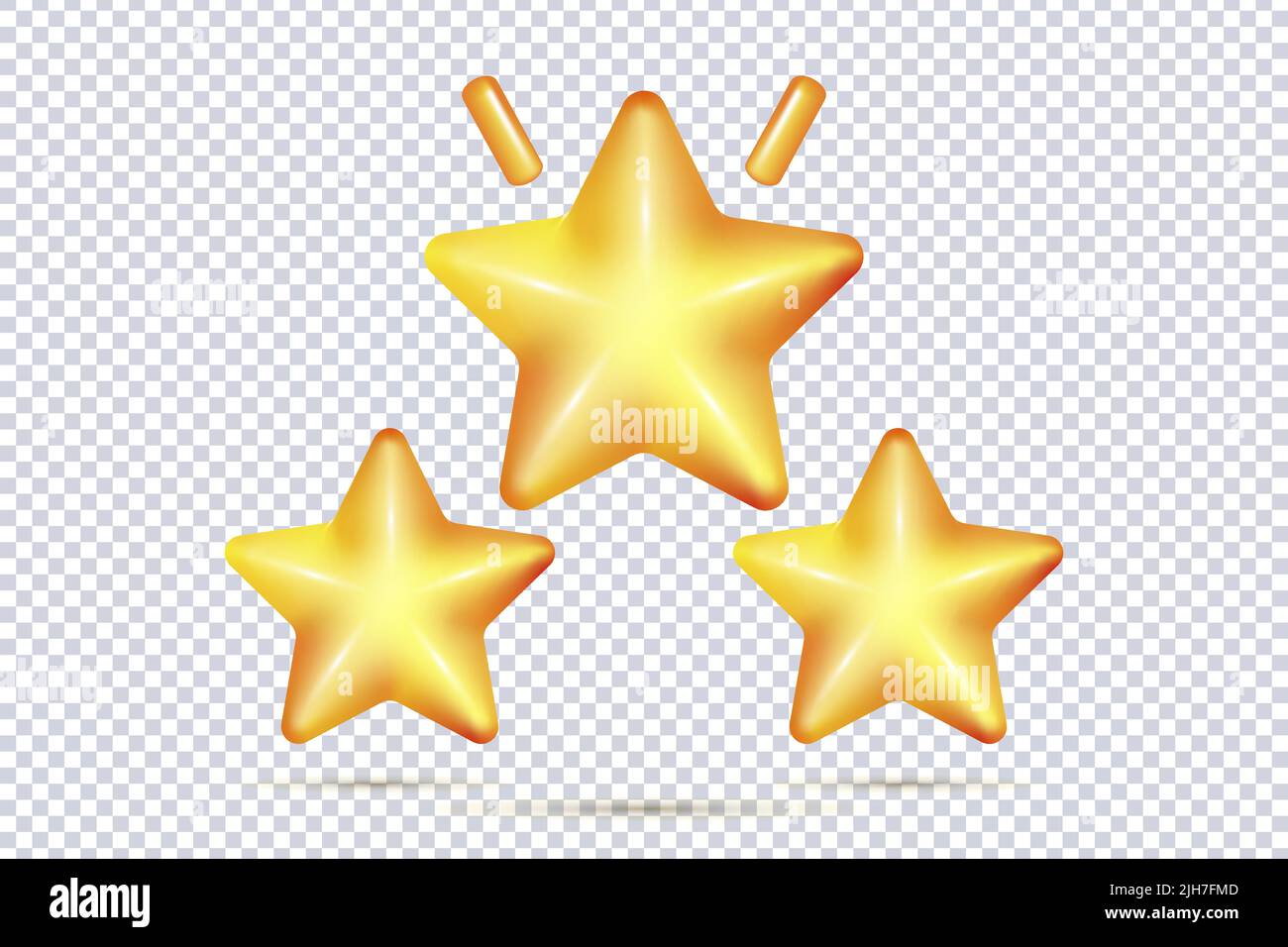 Three stars of golden yellow glossy color. Customer achievement and ...