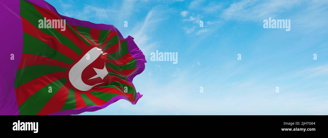 official flag of PETA Pembela Tanah Air Indonesia at cloudy sky ...