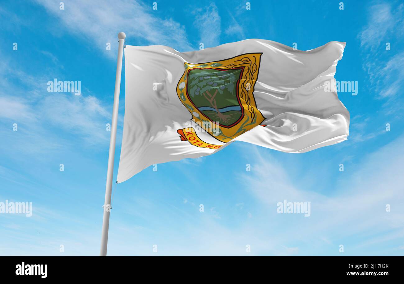 official flag of Mojokerto City Indonesia at cloudy sky background on ...