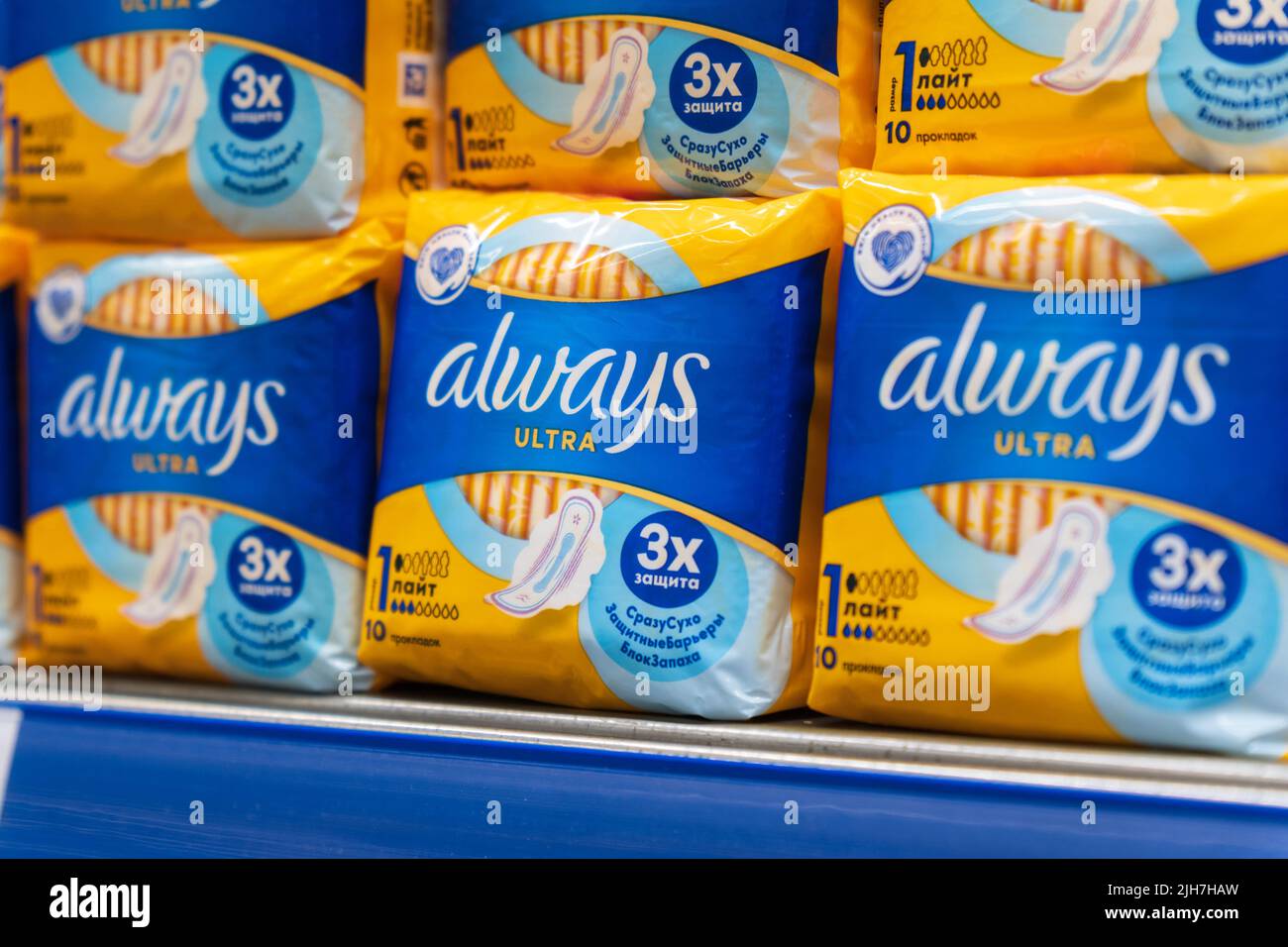 Tyumen, Russia-May 27, 2022: Always is a brand of feminine hygiene ...