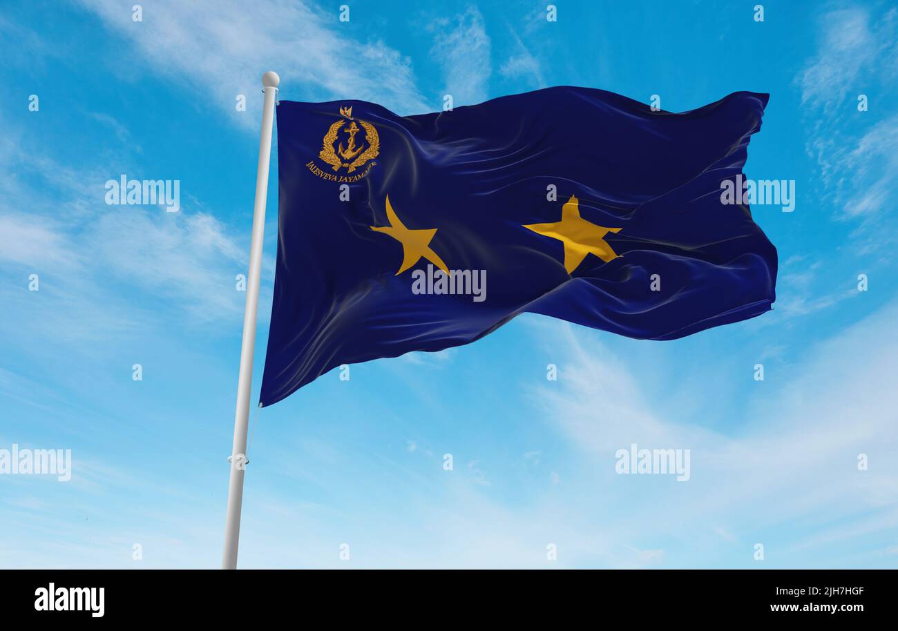 official flag of Navy laksamana muda Indonesia at cloudy sky background ...