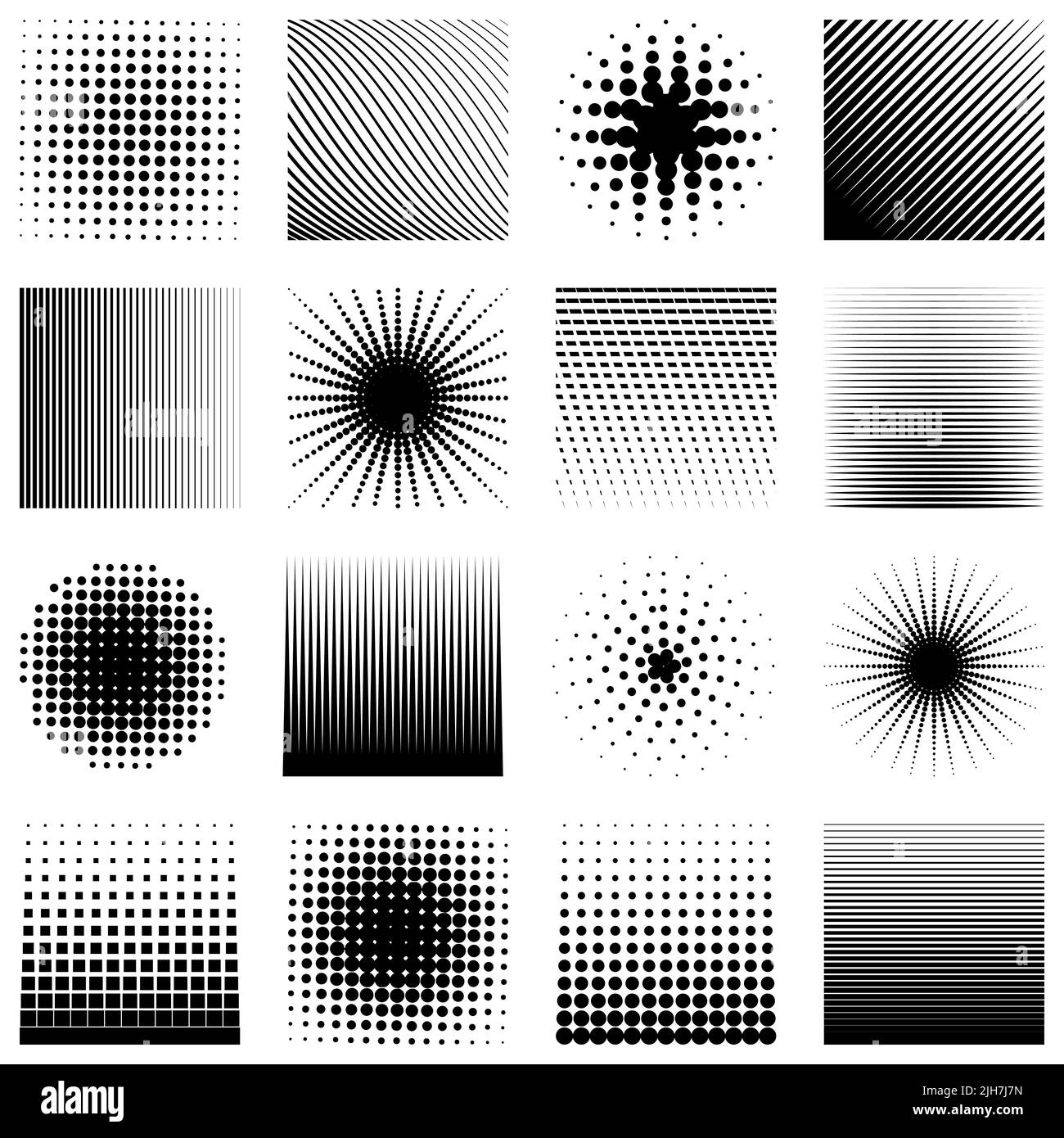 Halftone effect design elements. Set of abstract geometric elements for ...