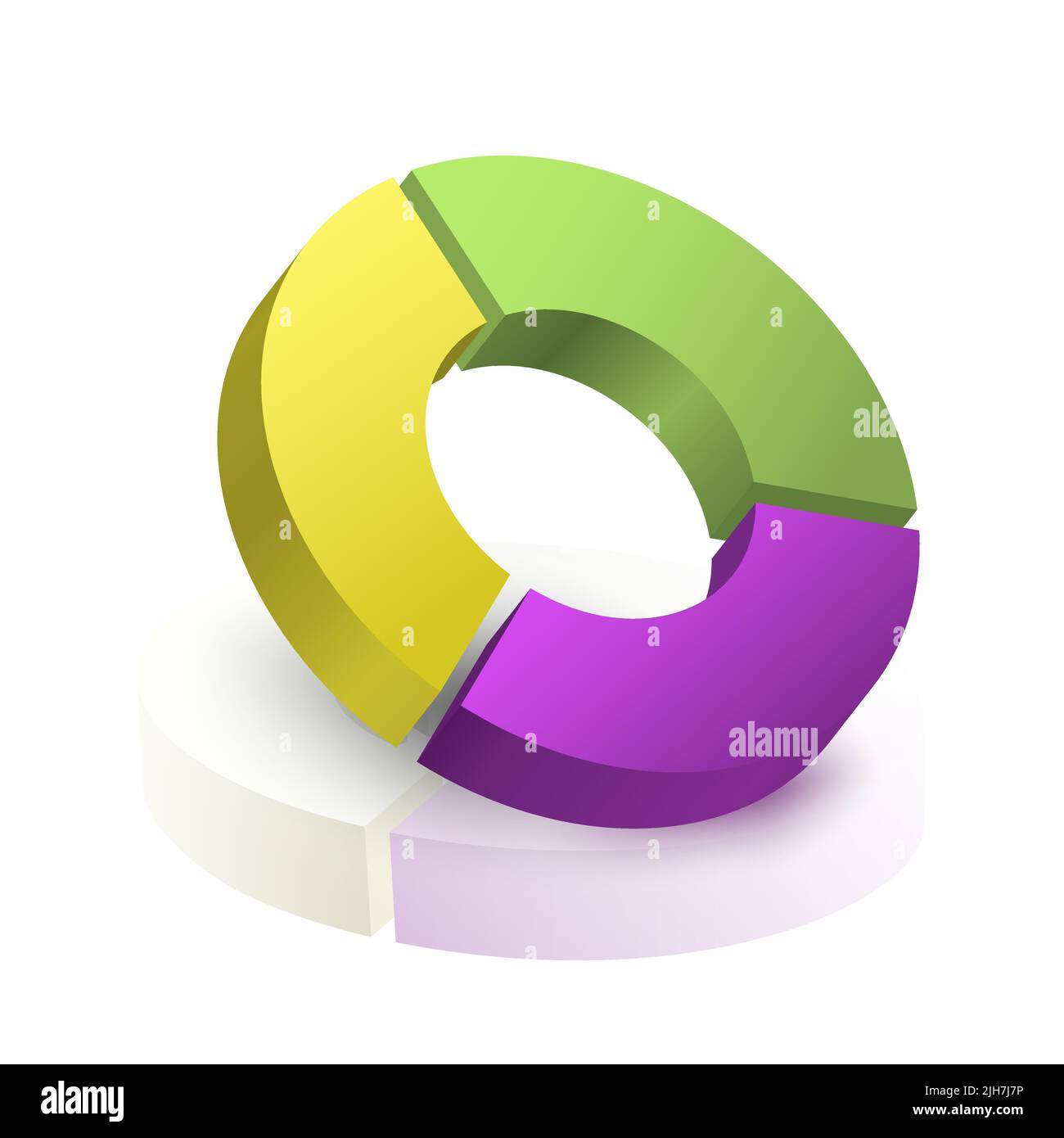 3d pie chart graph is divided into parts. Realistic geometric ...