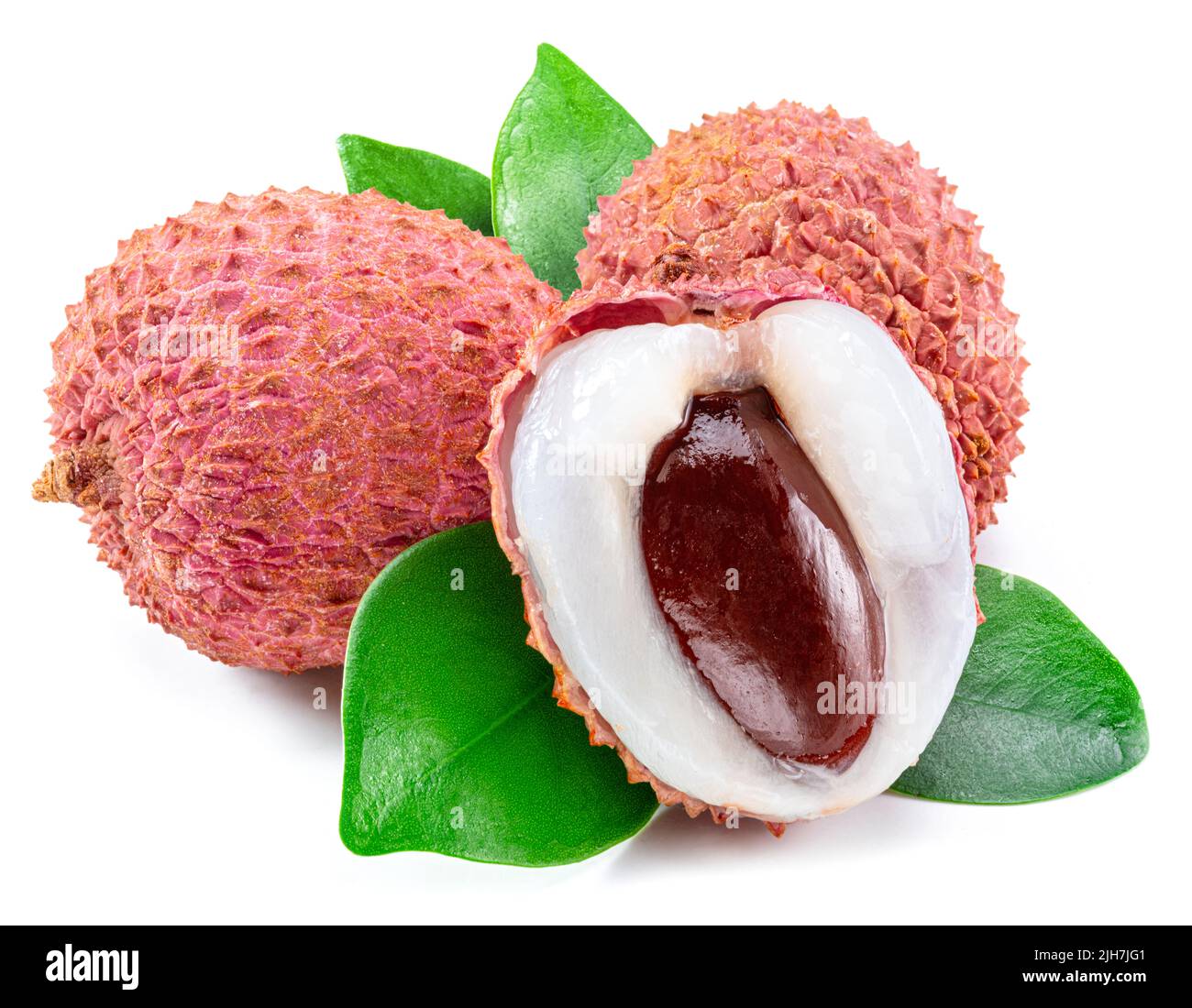 Whole and opened lychee fruit isolated on white background Stock Photo ...